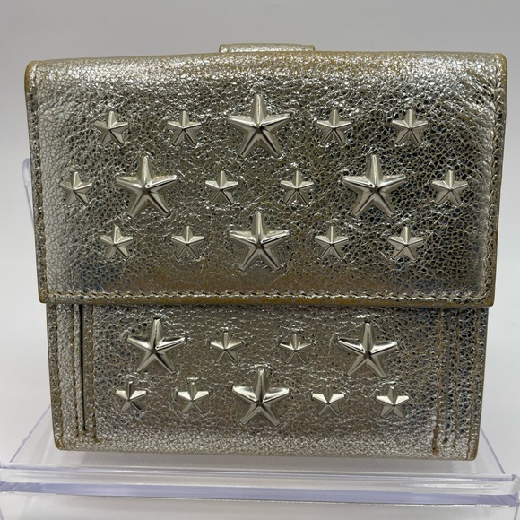 Jimmy Choo | Bags | Jimmy Choo Star Studded Trifold Wallet In Silver ...